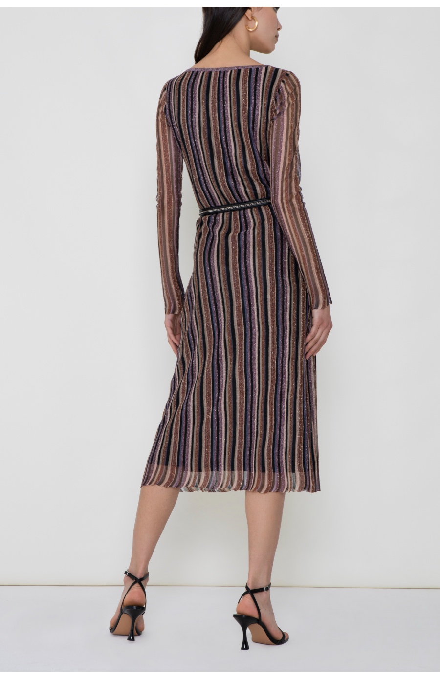 Alexis Dress in Mulberry – Metallic Knit Long Sleeve Midi Dress ...